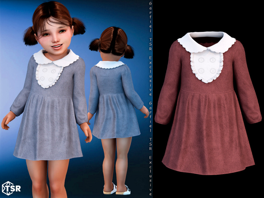 The Sims Resource | Valencia - Long-sleeve dress with collar
