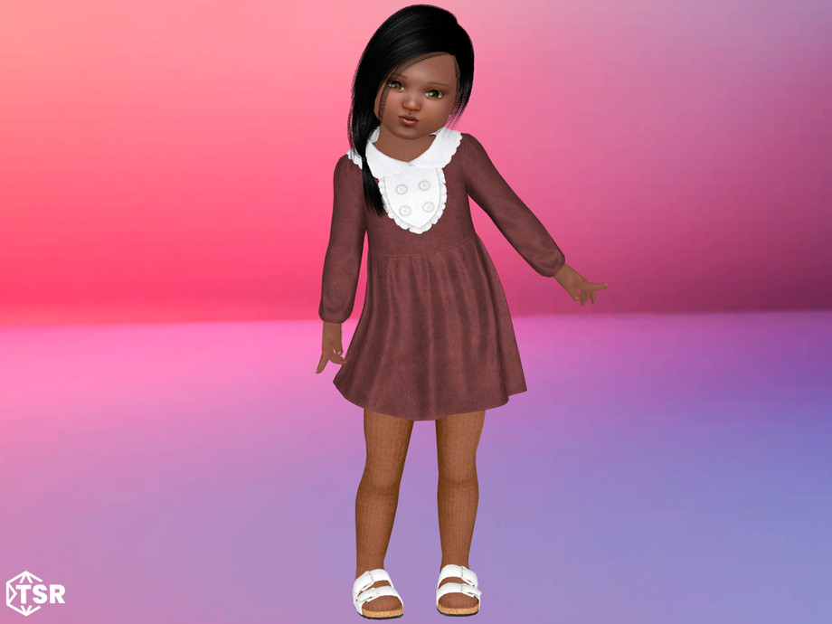 The Sims Resource | Valencia - Long-sleeve dress with collar