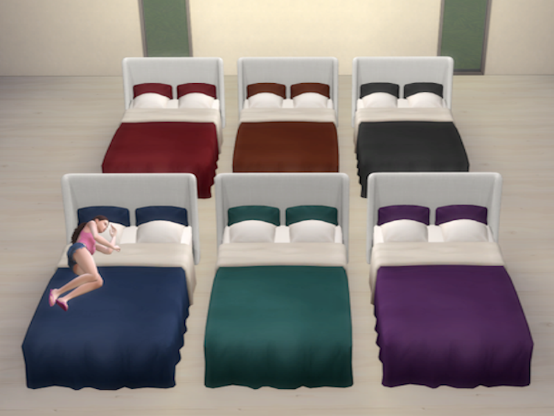 The Sims Resource | Upholstered Neutral Colors Double Bed.
