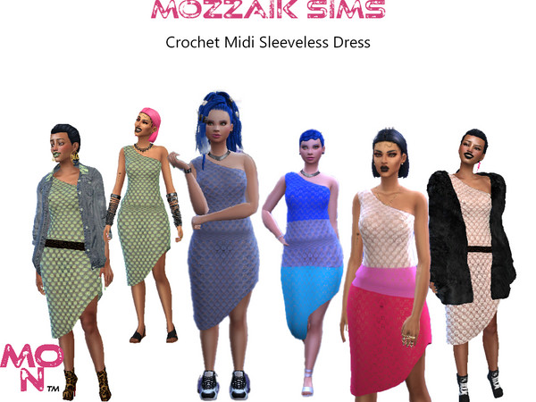 The Sims Resource | Crochet Midi Sleeveless Dress