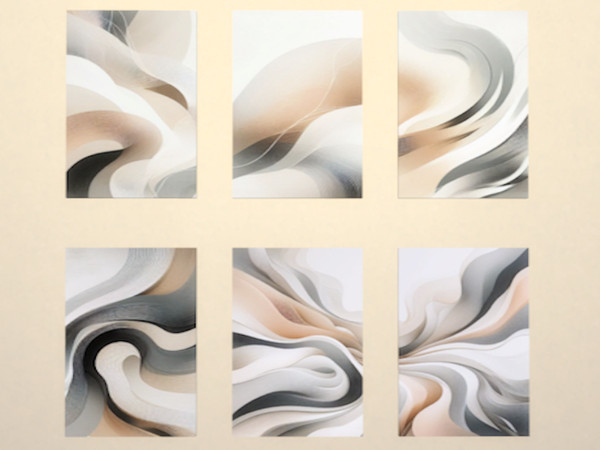 The Sims Resource | Modern Neutral Colors Abstract Wall Art