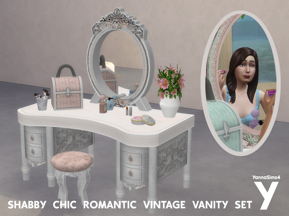 The Sims Resource | YannaSims4 Shabby Chic Romantic Vintage Vanity Set ...
