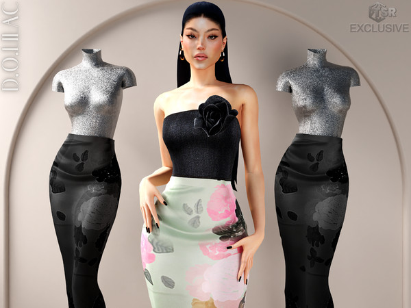 The Sims Resource | Silk Floral Midi Skirt DO0744