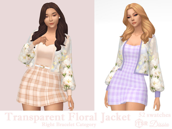 The Sims Resource | Transparent Floral Accessory Jacket