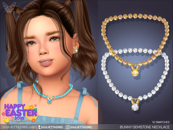 The Sims Resource | Bunny Gemstone Necklace For Kids