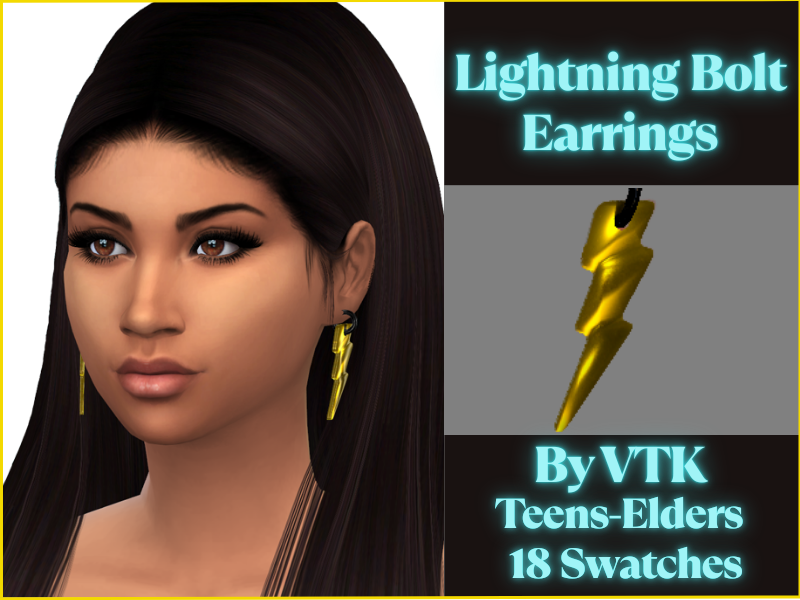 The Sims Resource | Lightning Bolt Earrings