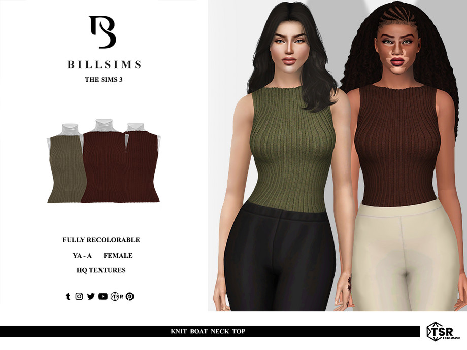 The Sims Resource | Knit Boat Neck Top