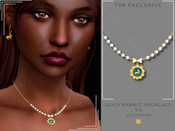 The Sims Resource | Gold Rabbit Necklace v2