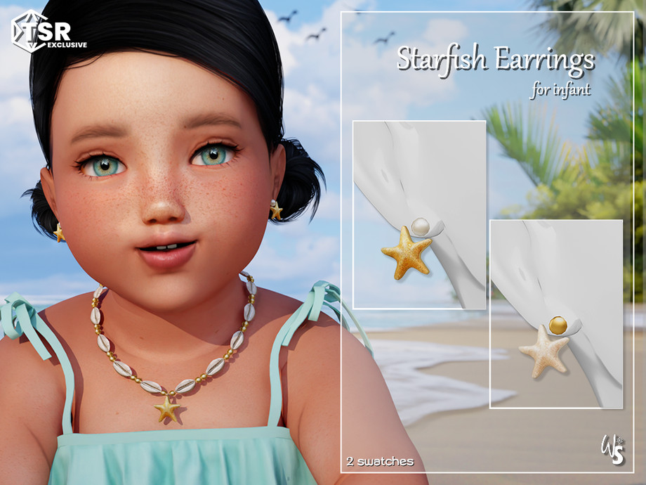 The Sims Resource | Starfish Earrings for infant