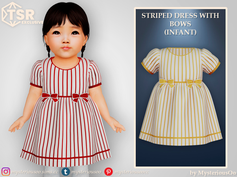 The Sims Resource | Striped dress with bows Infant