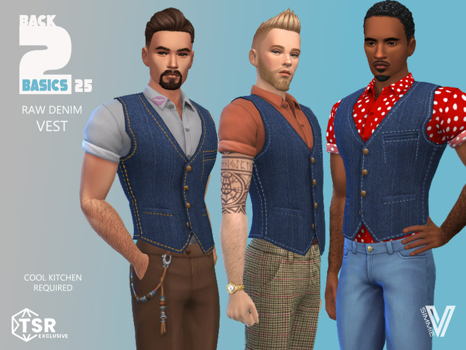 The Sims Resource | B2B Raw Denim Vest