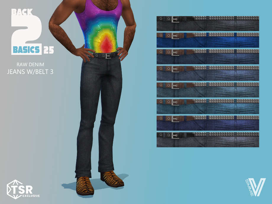 The Sims Resource | B2B Raw Denim Jeans with Belt 3