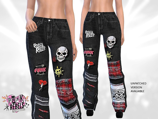 The Sims Resource | Punk Rebels - Patched Jeans