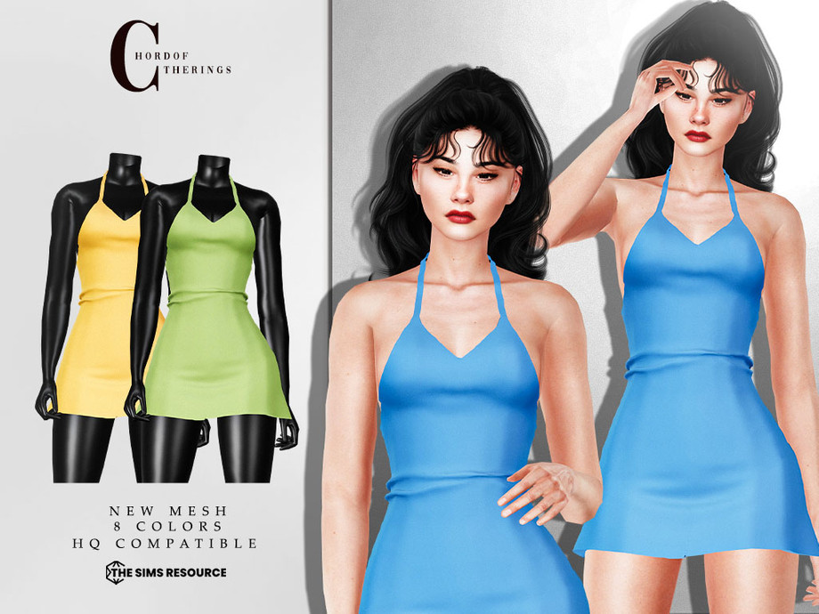 The Sims Resource | Halter Neck Dress D-378