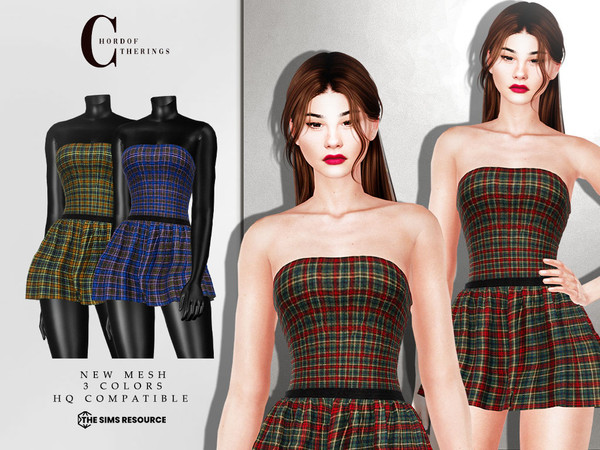 The Sims Resource | Strapless Dress D-382