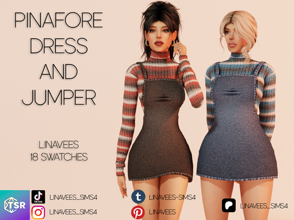 The Sims Resource | VIVIANA - PINAFORE DRESS & JUMPER