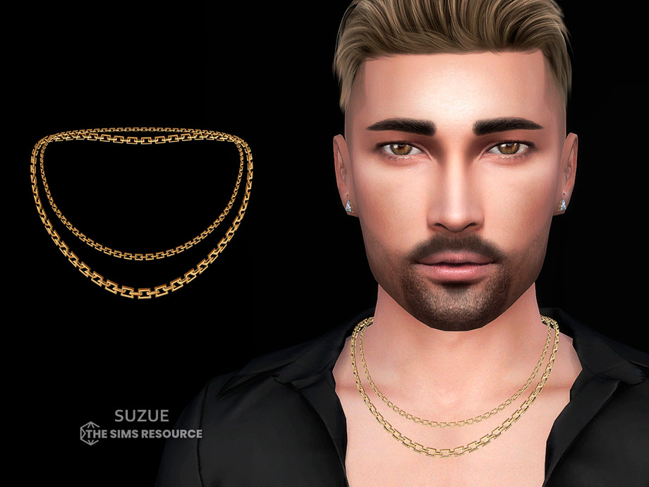 The Sims Resource | Double Chain Necklace Male