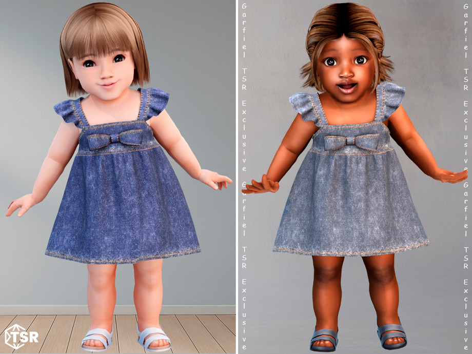The Sims Resource | Helene - Infant Denim dress with cute bow