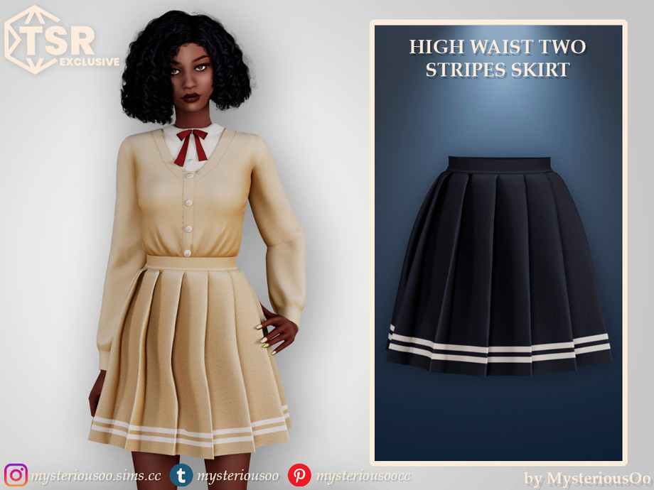The Sims Resource | High waist two stripes skirt