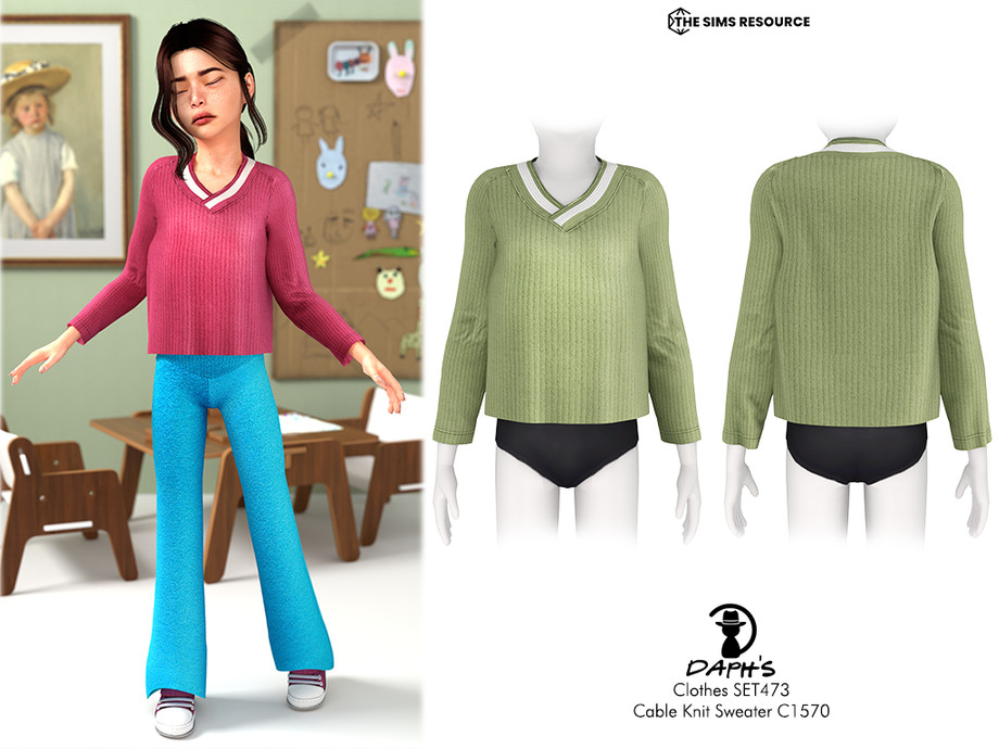 The Sims Resource | Clothes SET473 - Cable Knit Sweater C1570