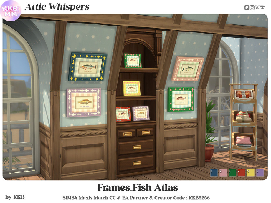 The Sims Resource | KKB'sMM_Attic Whispers_Frames_Fish Atlas Table Frame