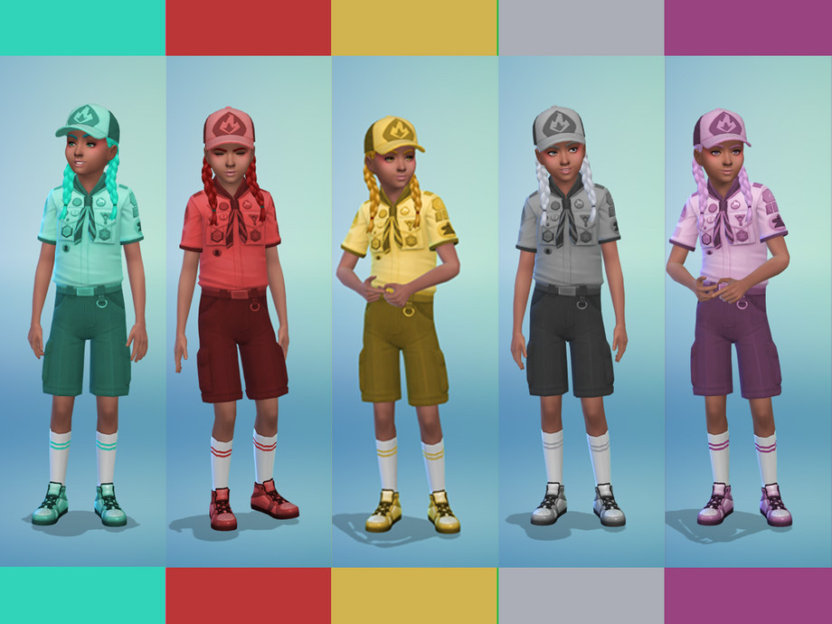 The Sims Resource | Scout Uniform Not So Berry Recolor Child