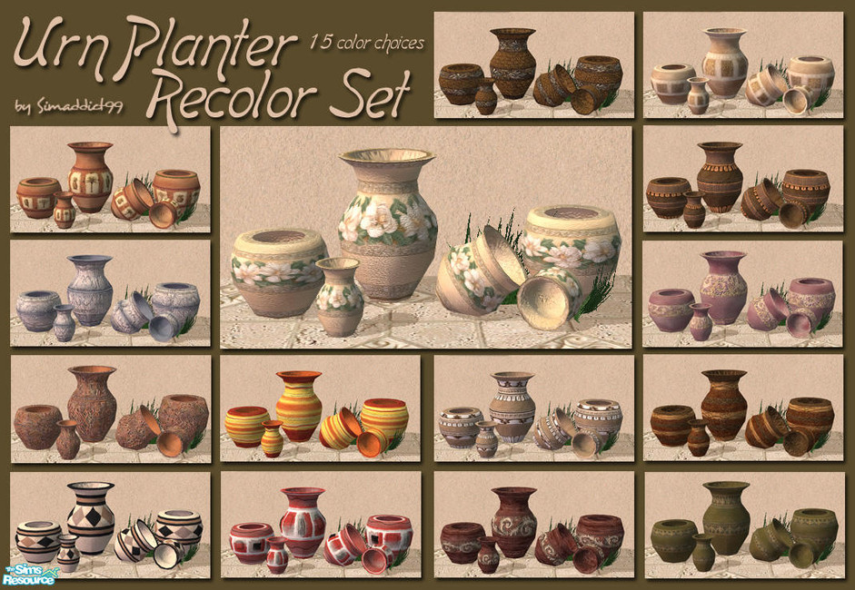 The Sims Resource - Urn Planter Recolor Set