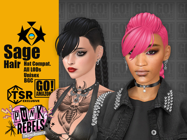 The Sims Resource | Sage Hair (Punk Rebels)