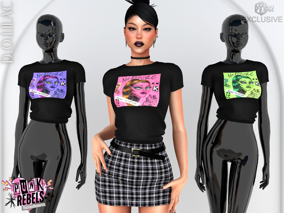 The Sims Resource | Punk Rebels Printed Tshirt DO0853