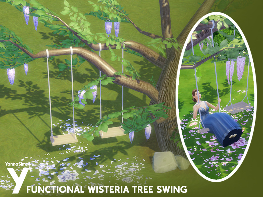 The Sims Resource | YannaSims4 Wisteria Tree Swing Set BG Swing
