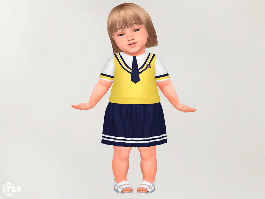 The Sims Resource | Infant school uniform dress with sailor collar
