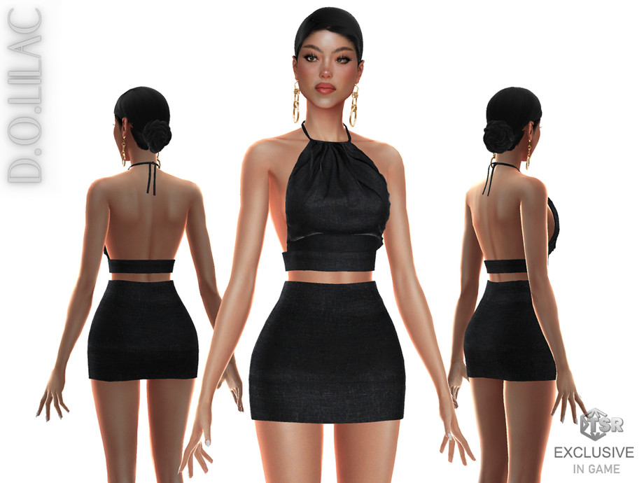 The Sims Resource | Linen Halter Straps Crop Top DO0861