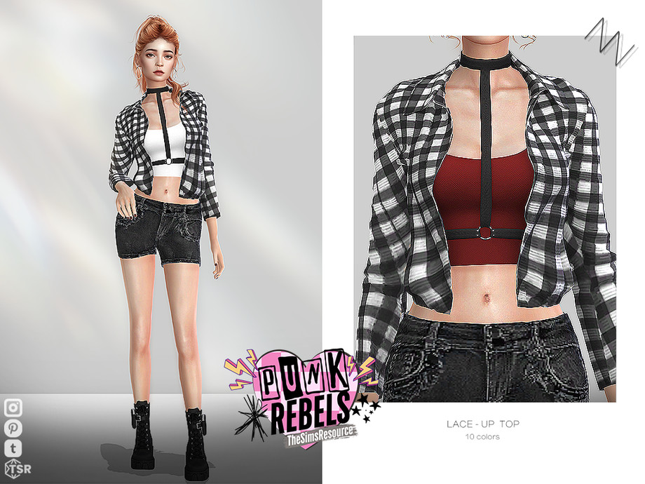The Sims Resource | LACE-UP TOP