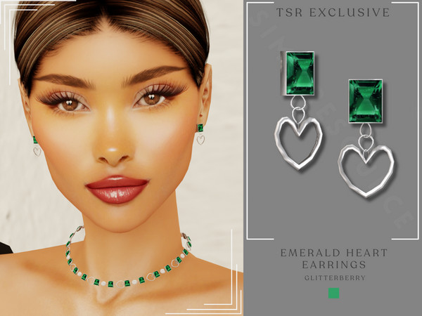 The Sims Resource | Emerald Heart Earrings