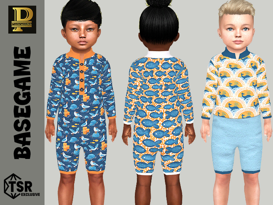 The Sims Resource | Toddler Pajamas Sea Breeze
