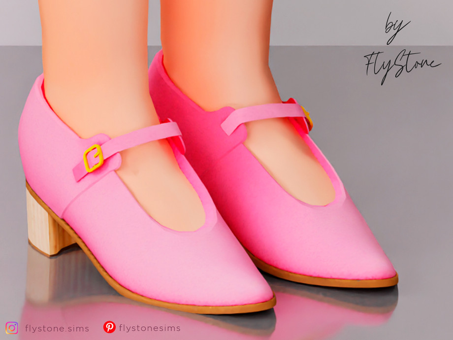 The Sims Resource | Child Mary Janes With Wooden Heels