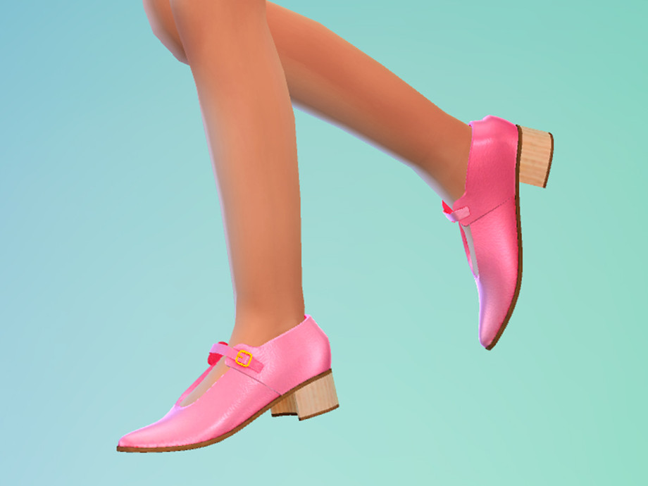 The Sims Resource | Child Mary Janes With Wooden Heels