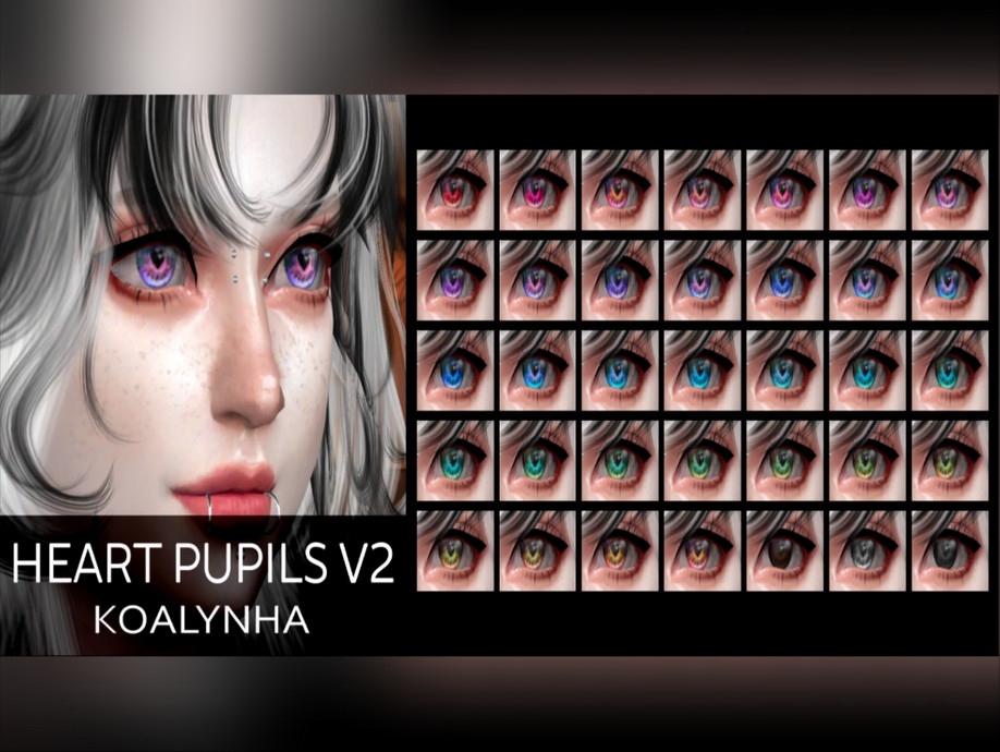 The Sims Resource | H.U.E - Valentine's Eyes - Heart Pupil V2