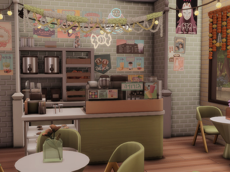 The Sims Resource | Peachy Vintage & Boba _ Thrift Store & Bubble Tea Cafe