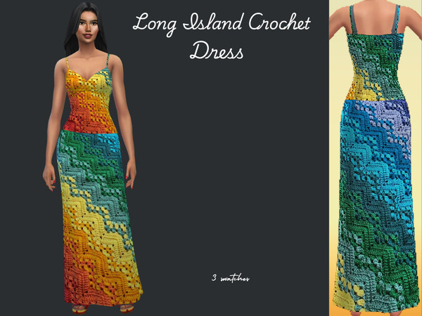 The Sims Resource | Long Crochet Dress