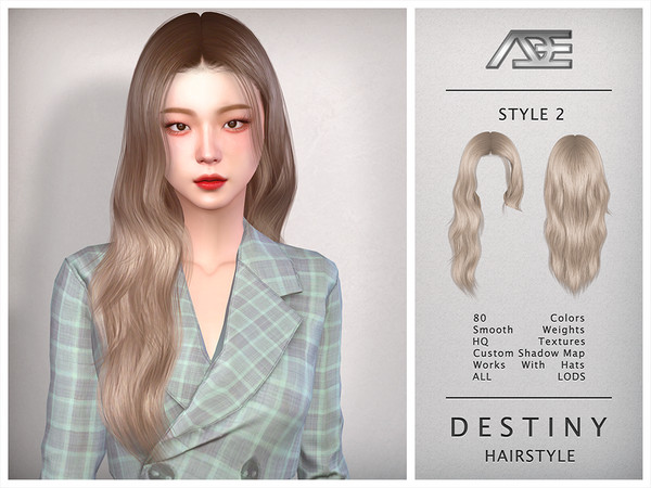 The Sims Resource | Destiny - Style 2 (Hairstyle)