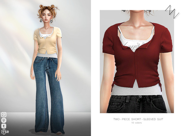 The Sims Resource | TWO-PIECE SHORT-SLEEVED SUIT