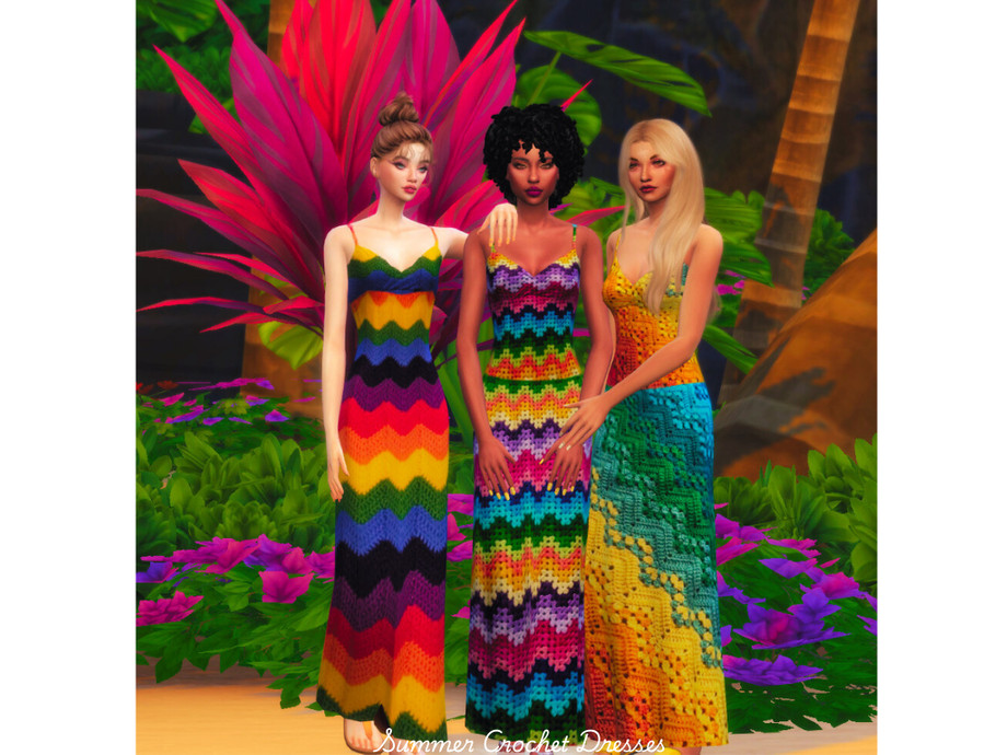 The Sims Resource | Long Crochet Dress