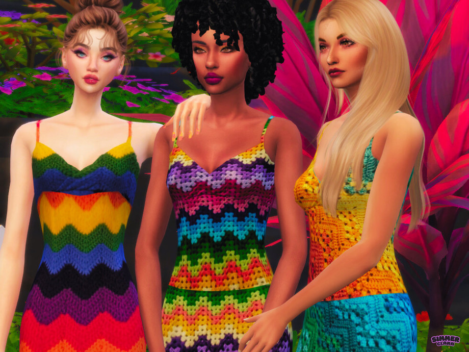 The Sims Resource | Long Crochet Dress