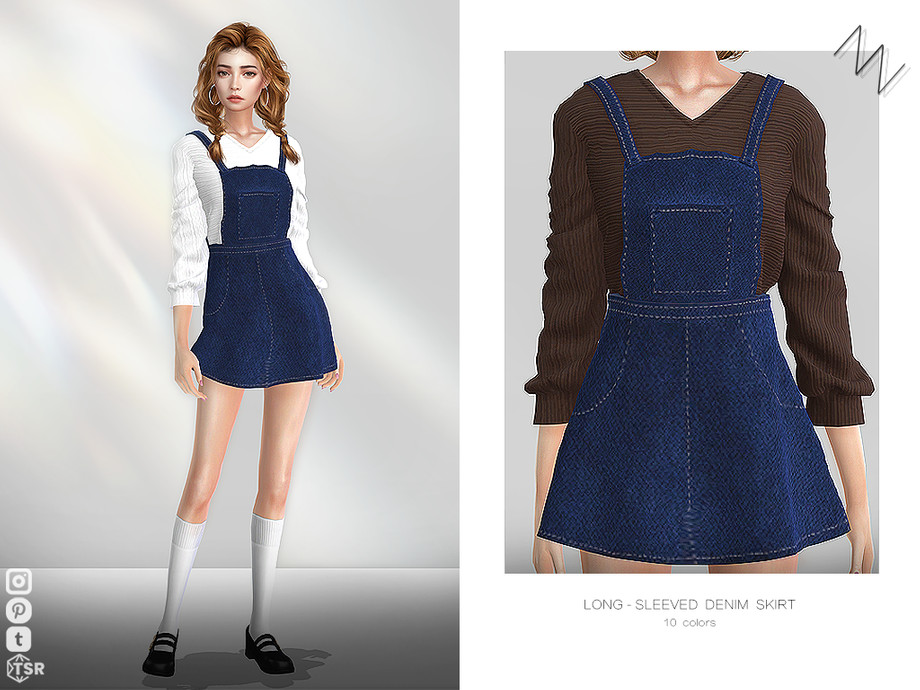 The Sims Resource | LONG-SLEEVED DENIM SKIRT