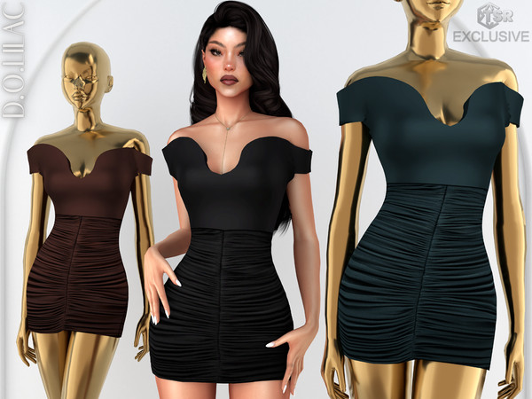 The Sims Resource | Ruched Jersey Mini Dress DO0898