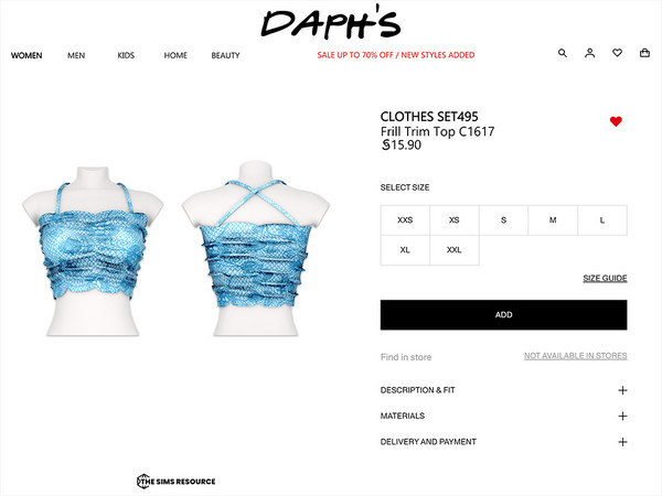 The Sims Resource | Clothes SET495 - Frill Trim Top C1617