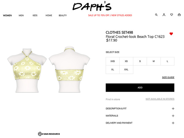 The Sims Resource | Clothes SET498 - Floral Crochet-look Beach Top C1623