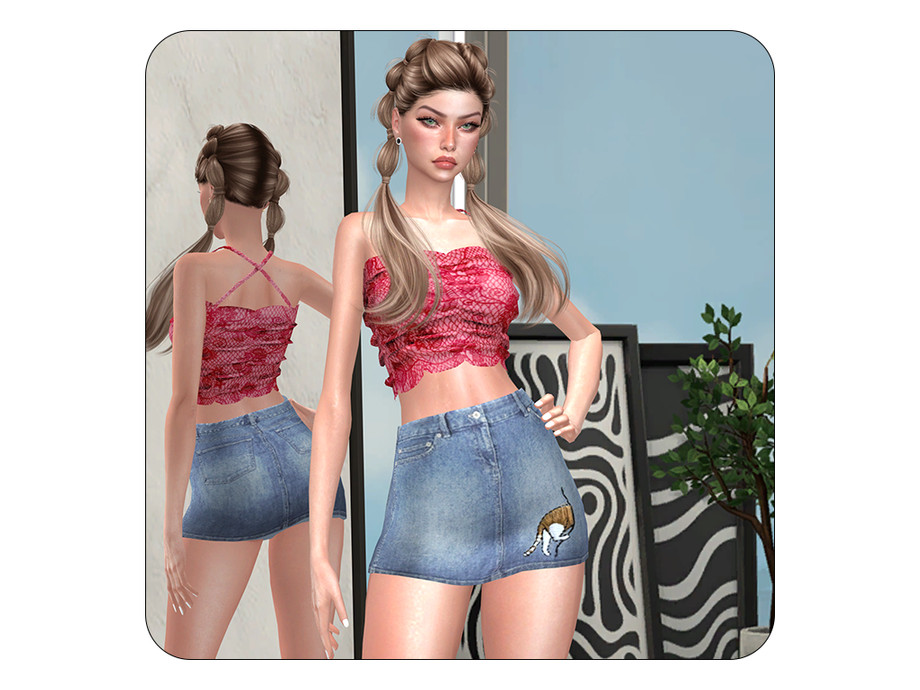 The Sims Resource | Clothes SET495 - Frill Trim Top C1617