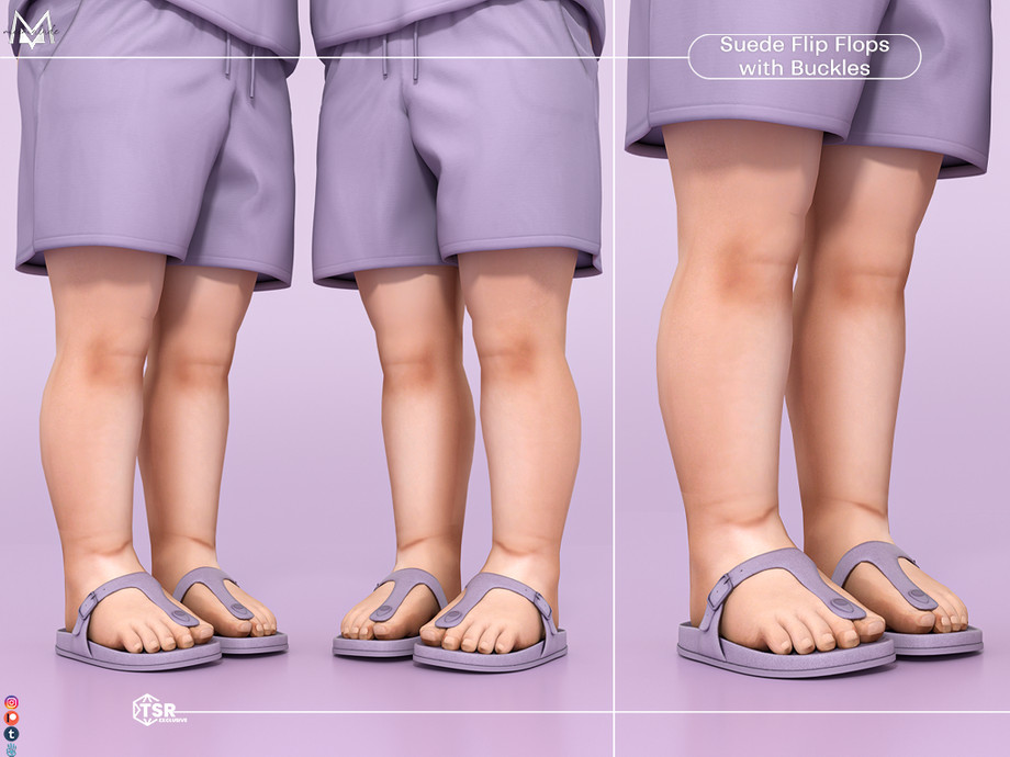 The Sims Resource | Suede Flip Flops with Buckles S585 (Toddler)